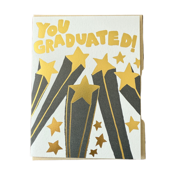 You Graduated Metallic Letterpress Stars Card - Botanicalife